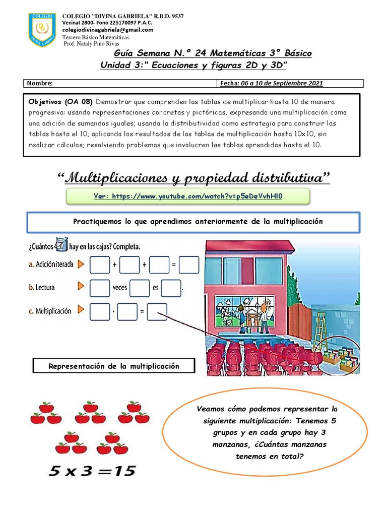 Clases Semana Nº 24 Matemáticas 3° Básico | PDF | Multiplicación ...