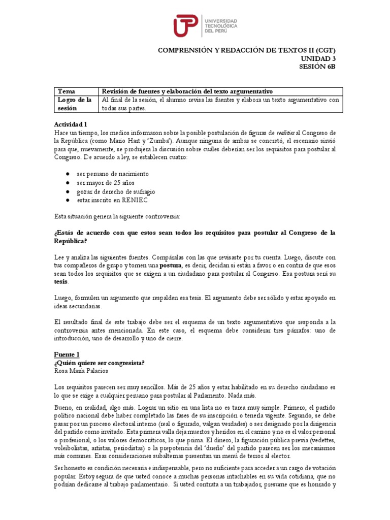 U3 - S6 - Texto Argumentativo (Requisitos Congreso) - GRUPO 4 | PDF | Ley Pública | Justicia