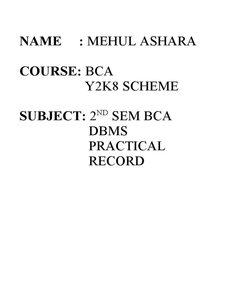 DBMS Lab Record | PDF | Databases | Table (Database) DBMS Lab Record | PDF | Databases | Table (Database)