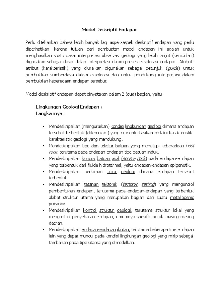 Model Deskriptif Endapan | PDF