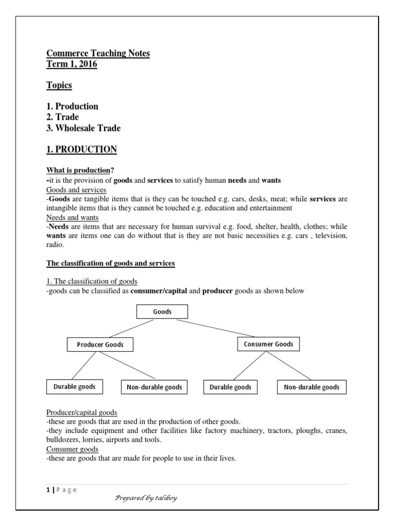 Grade 12 Commerce Production Notes | PDF | Retail | Supermarket