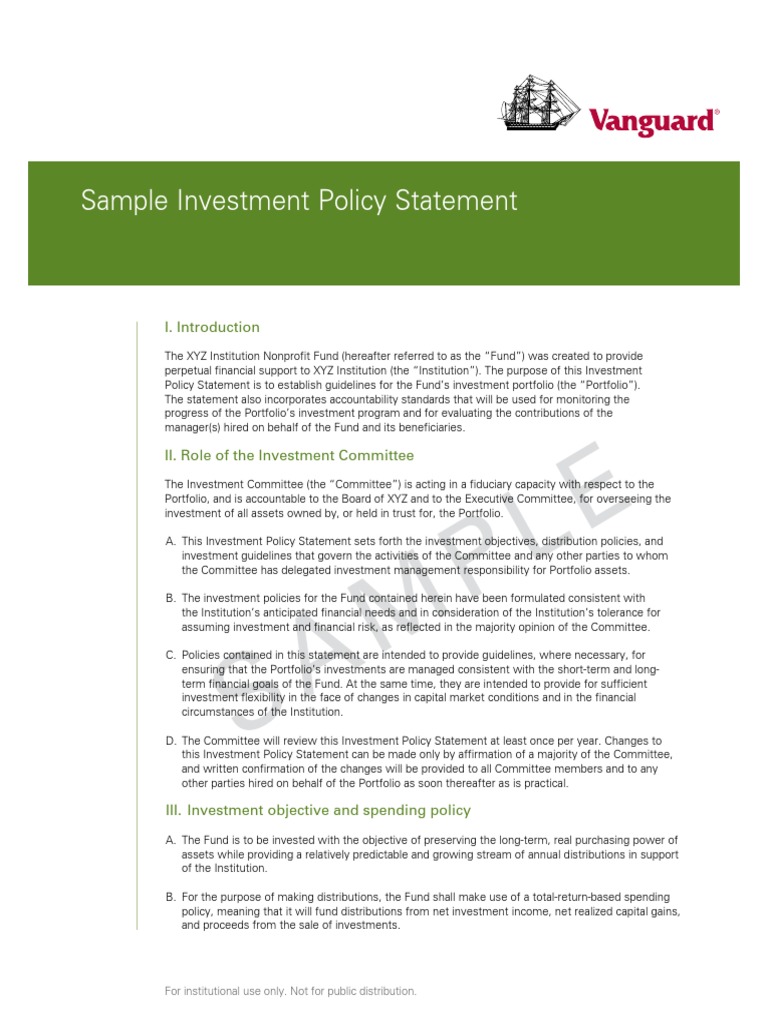 Sample Investment Policy Statement A | PDF | Asset Allocation | Investing