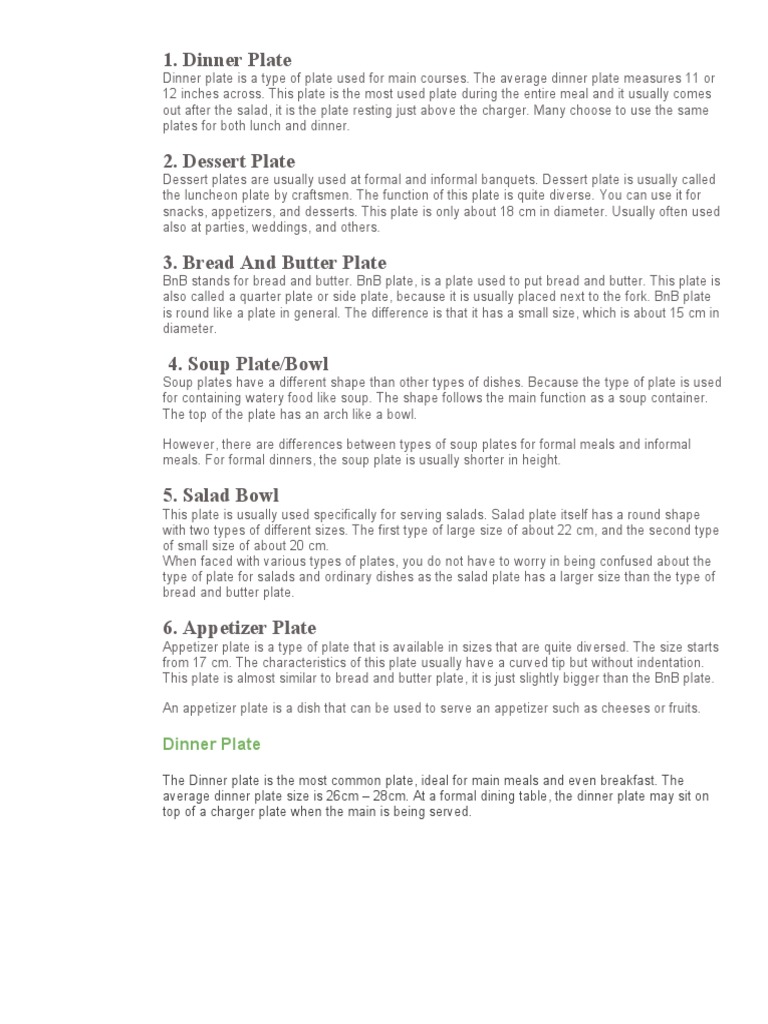 Dinner Plate | PDF | Teaspoon | Spoon