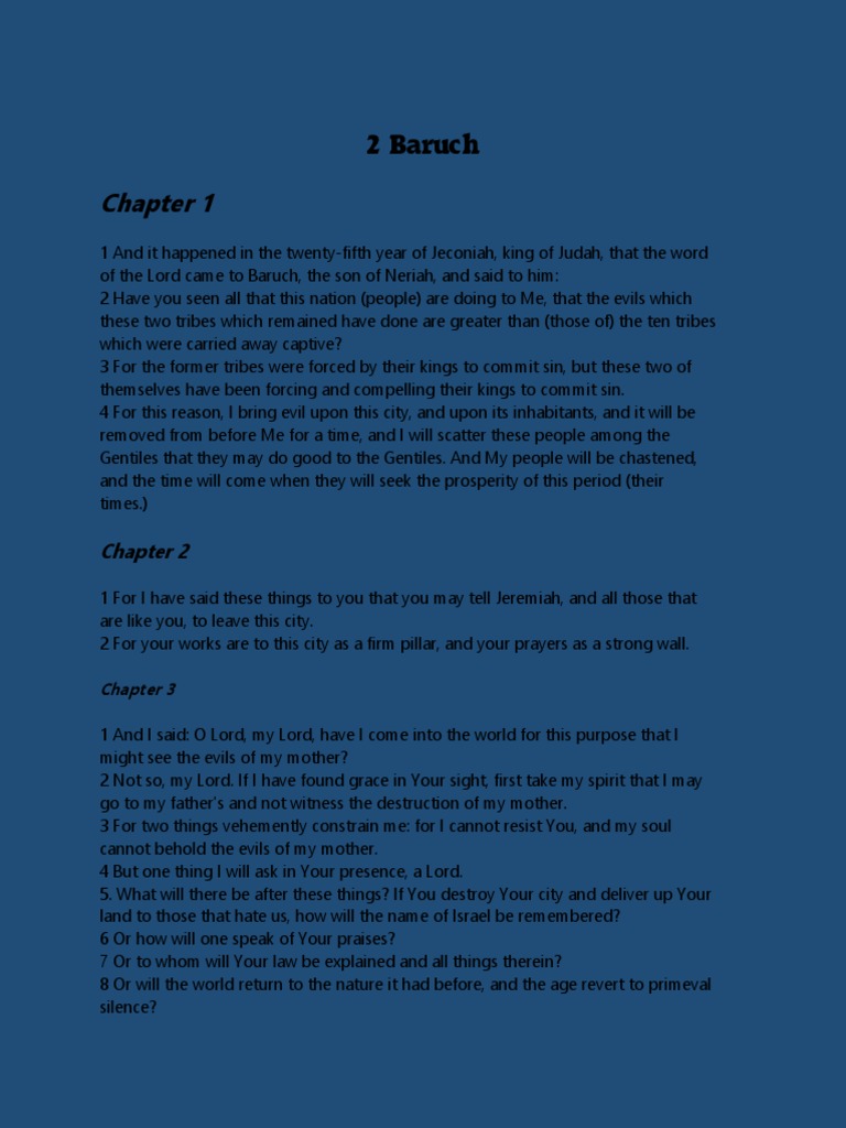 Second Book of Baruch | PDF | Jeremiah | Adam