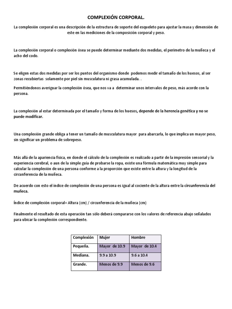 Complexión Corporal | PDF