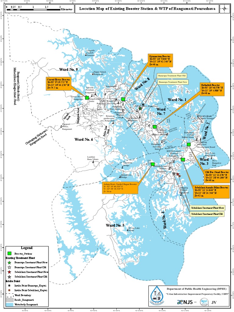 Location Map of Existing Booster Station & WTP Map of Rangamati ...