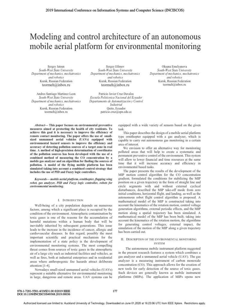 Modeling and Control Architecture of An Autonomous Mobile Aerial ...