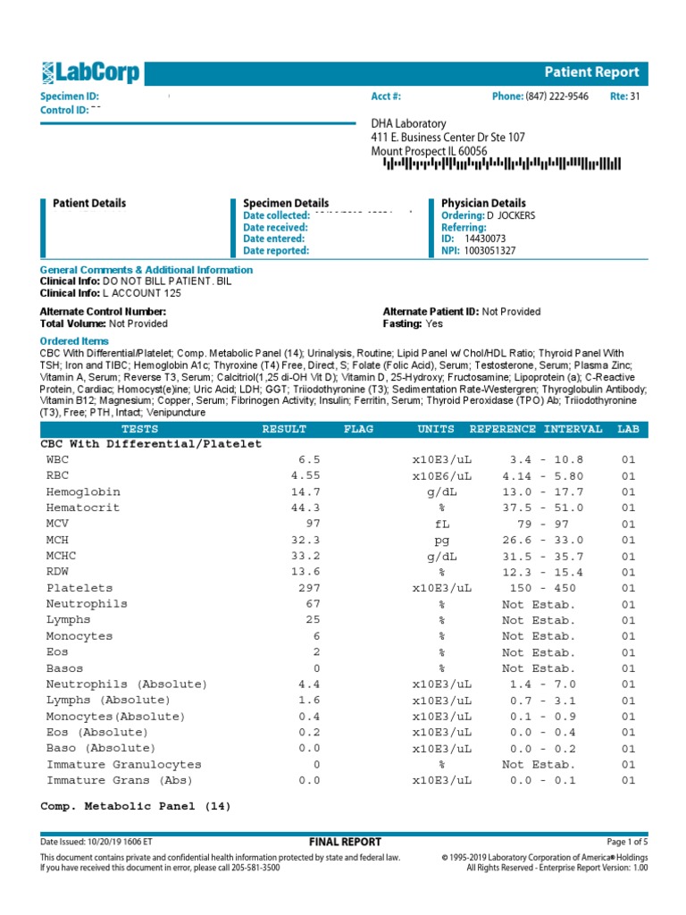 Comp Blood Analysis Sample Report | PDF | Vitamin D | Cholesterol