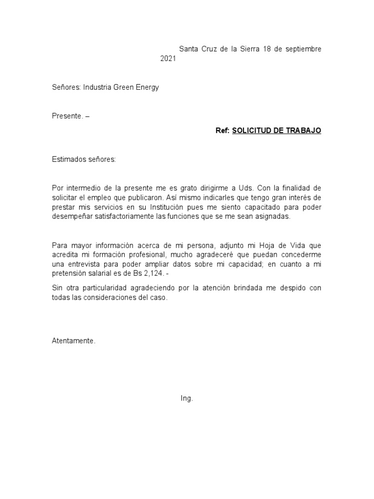 Carta de Solicitud | PDF