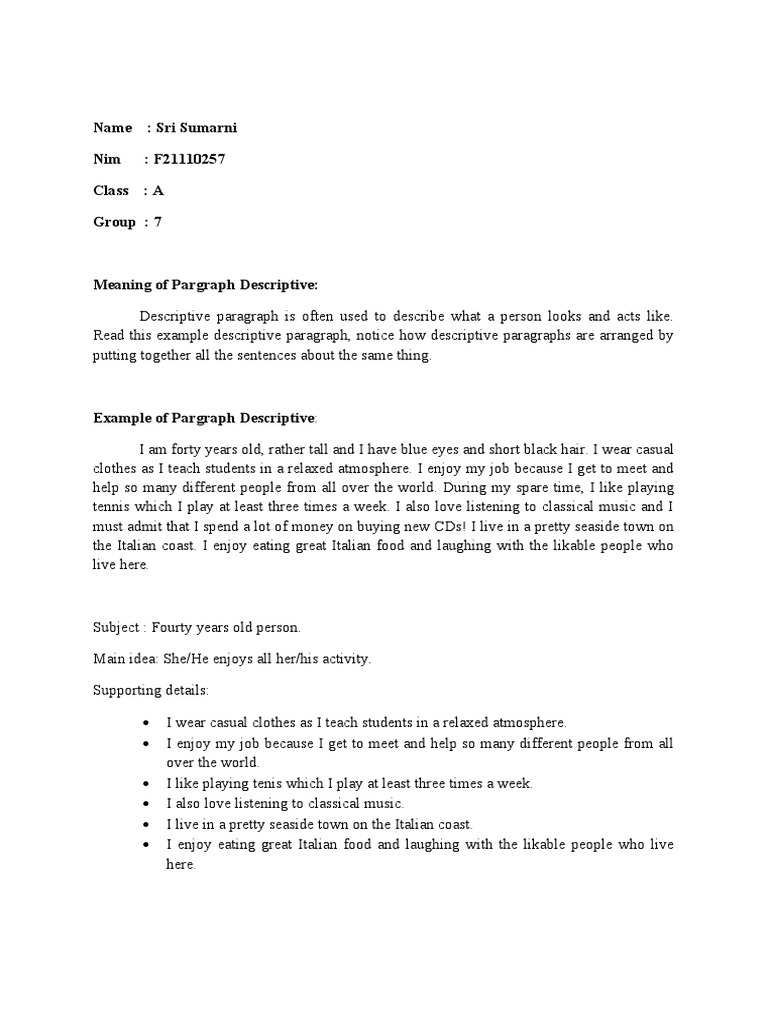Descriptive Paragraph Examples and Analysis | PDF | Text | Typography