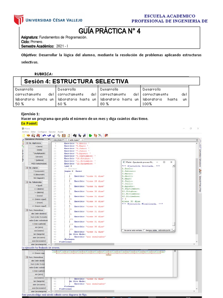 GUIA PRACTICA 4 Java y Pseint | PDF