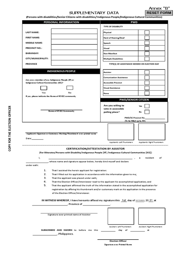 Annex B SupplementaryData Fillable | PDF | Disability | Signature