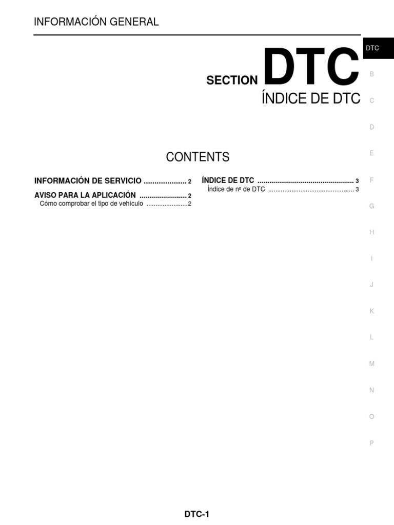 Índice de DTC: Section | PDF | Tecnología de vehículos