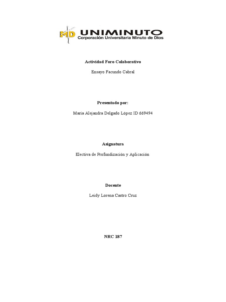 Ensayo Facundo Cabral (Unidad 8) Electiva | PDF | Felicidad | Amor