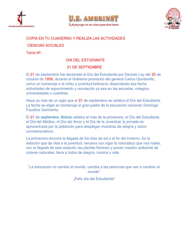 Dia Del Estudiante | PDF | Viajes y turismo