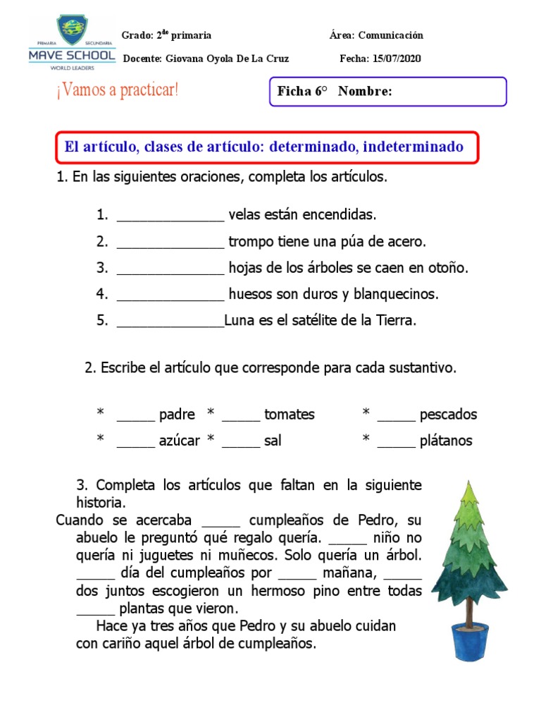 Vamos A Practicar El Articulo Clases de Articulos Determinados ...