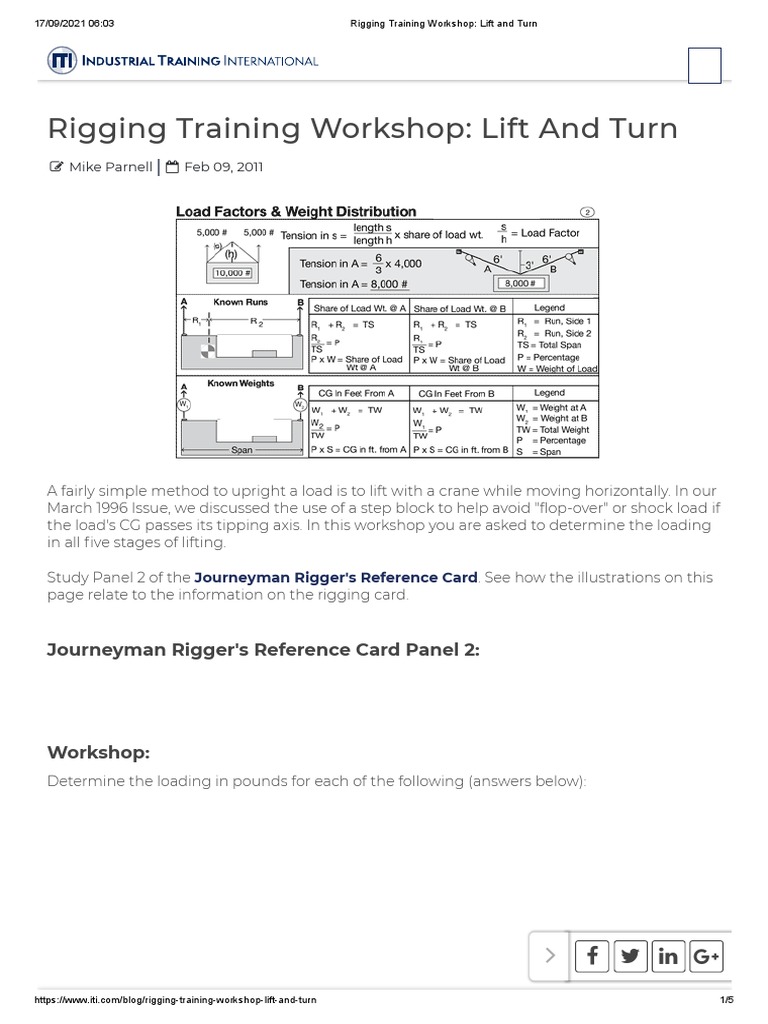 Rigging Training Workshop - Lift and Turn | PDF | Crane (Machine ...