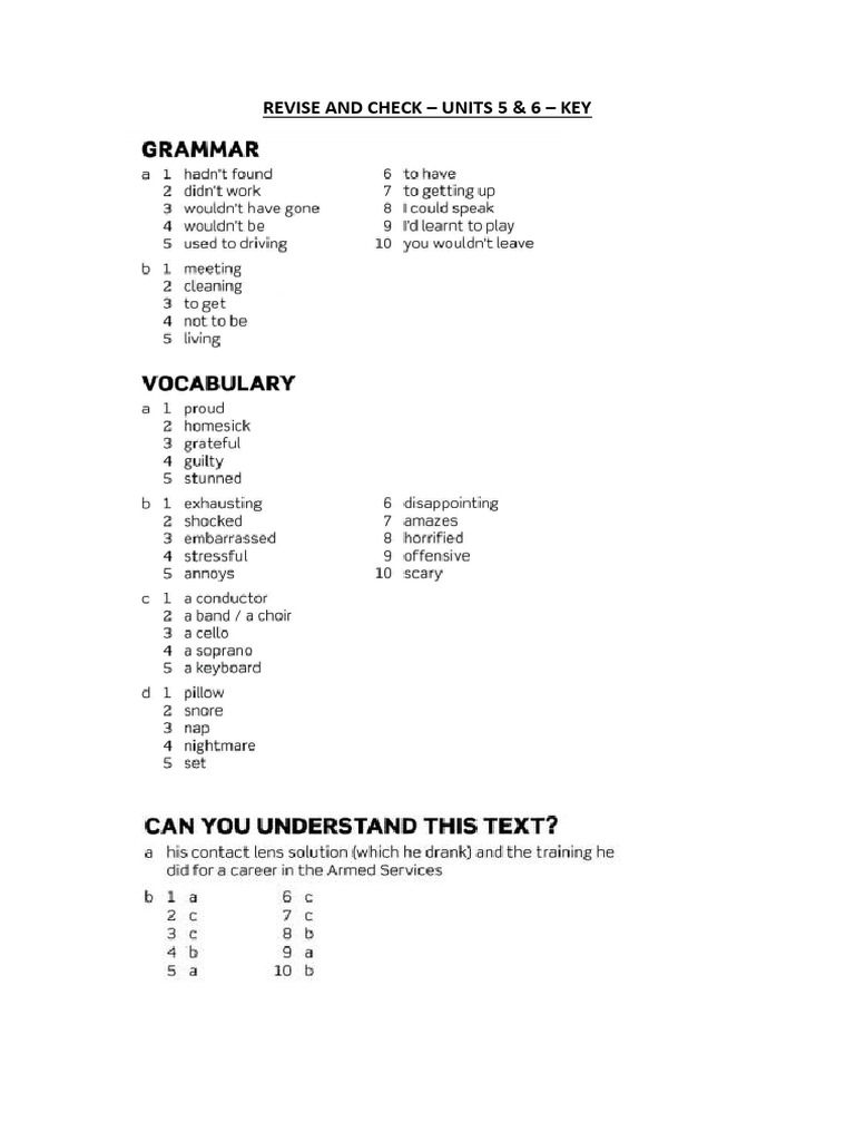 Revise and Check 5 and 6 - Key | PDF