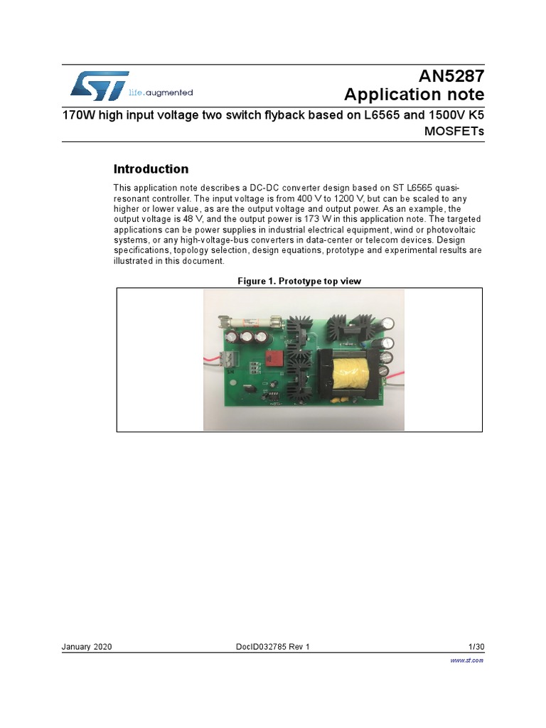 An5287 170w High Input Voltage Two Switch Flyback Based On l6565 and ...