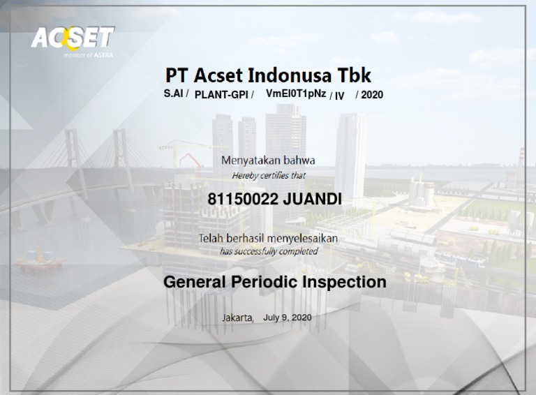 Certificate of General Periodic Inspection | PDF | Technology & Engineering