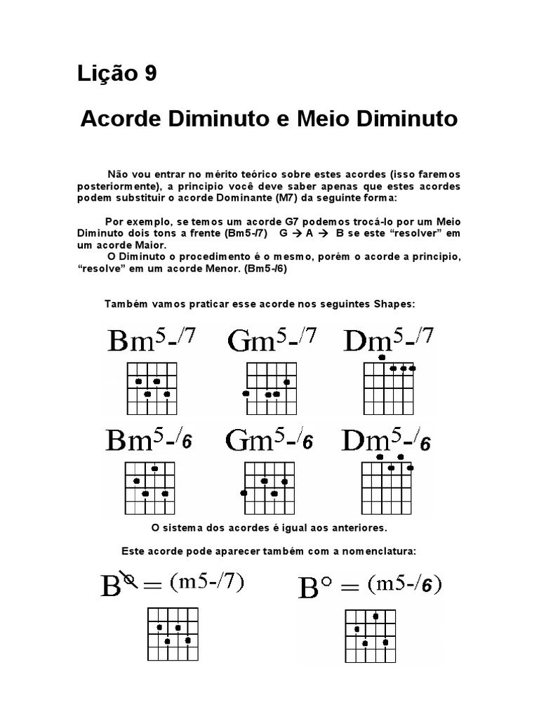 Lição 9 Acorde Meio Diminut | PDF