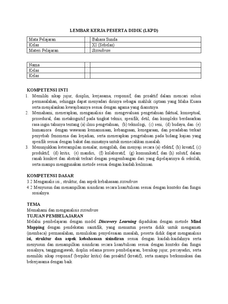 LKPD | PDF | Kajian Bahasa Asing