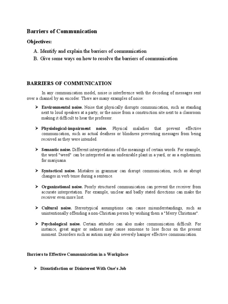 Barriers of Communication | PDF | Communication | Noise