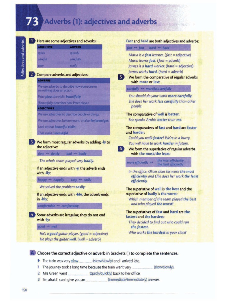 Adjectives and Adverbs - Oxford Practice Grammar-Basic | PDF