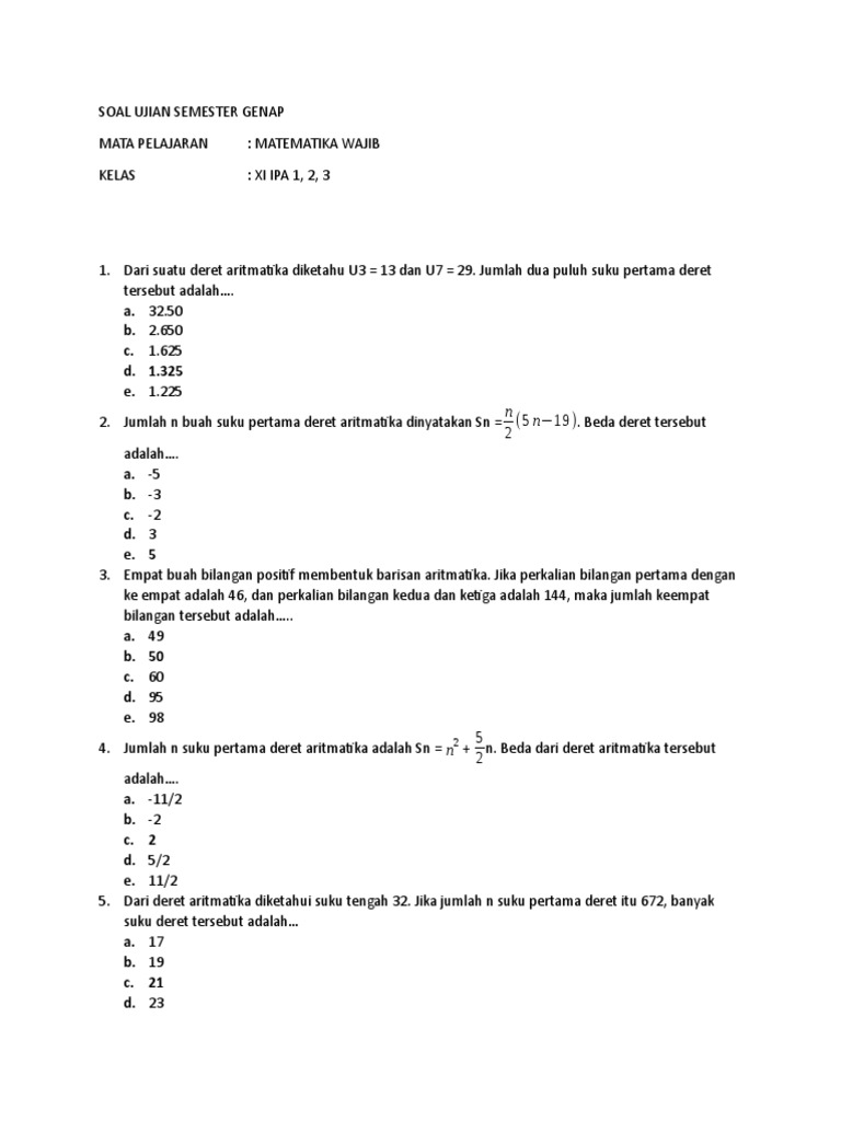 Soal Ujian Semester Genap | PDF