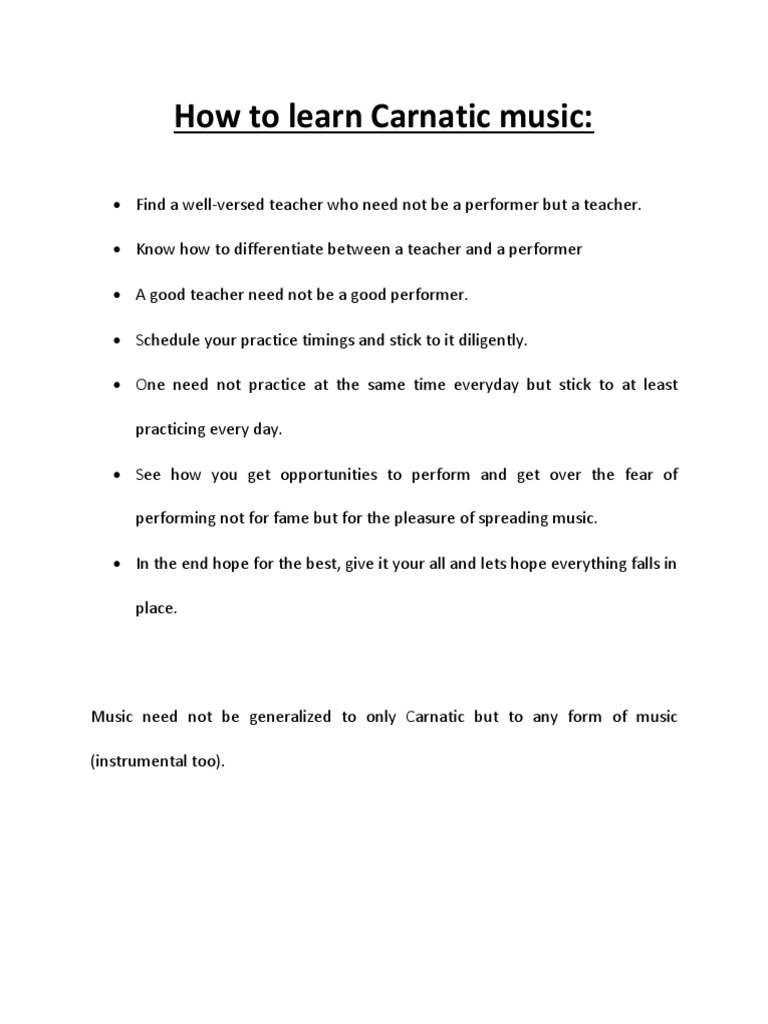 How To Learn Carnatic Music | PDF