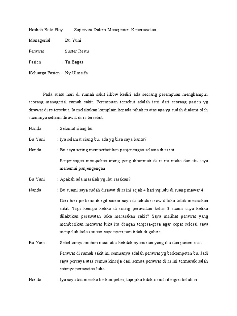 Naskah Role Play Supervisi | PDF