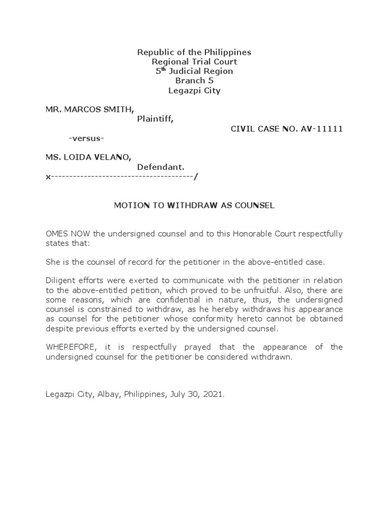 Motion to Withdraw Counsel in Case | PDF | Justice | Crime & Violence