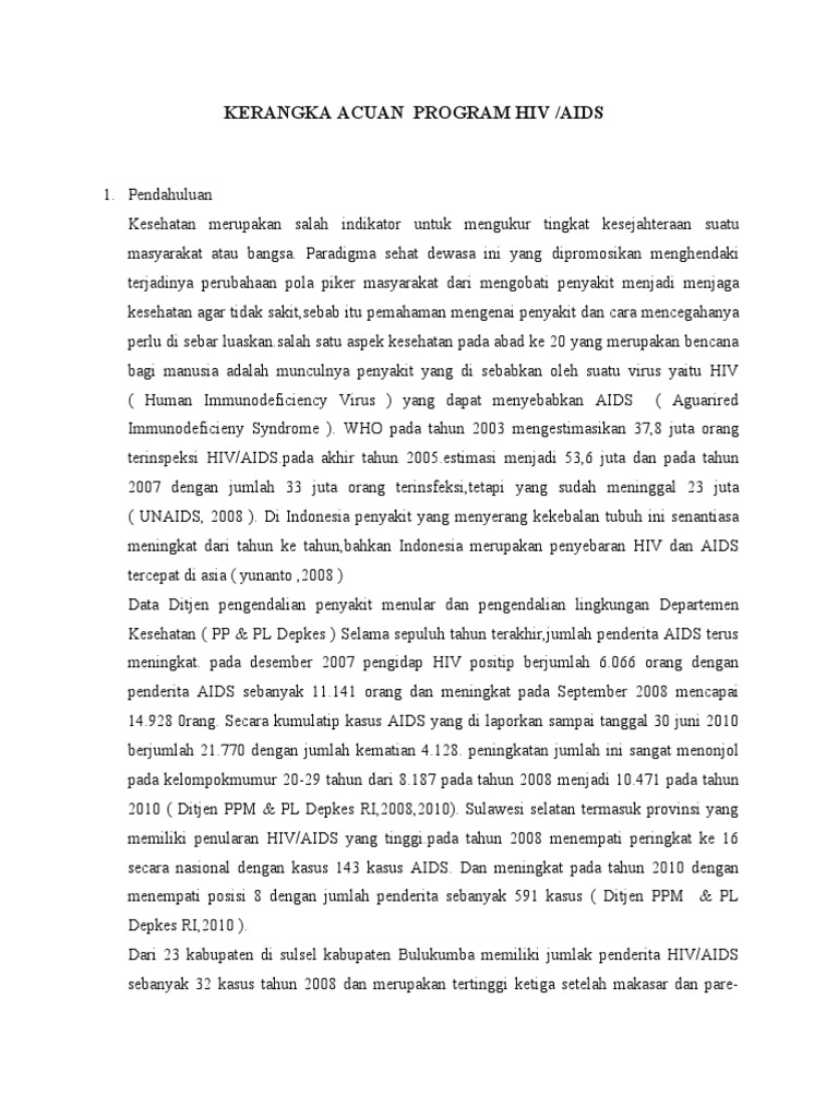 Kerangka Acuan Hiv Aids & Sop Ka Fix | PDF