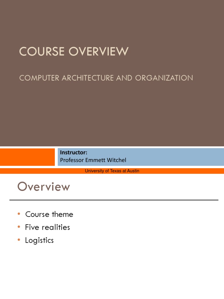 Course Overview: Computer Architecture and Organization | PDF | Central Processing Unit | Cpu Cache