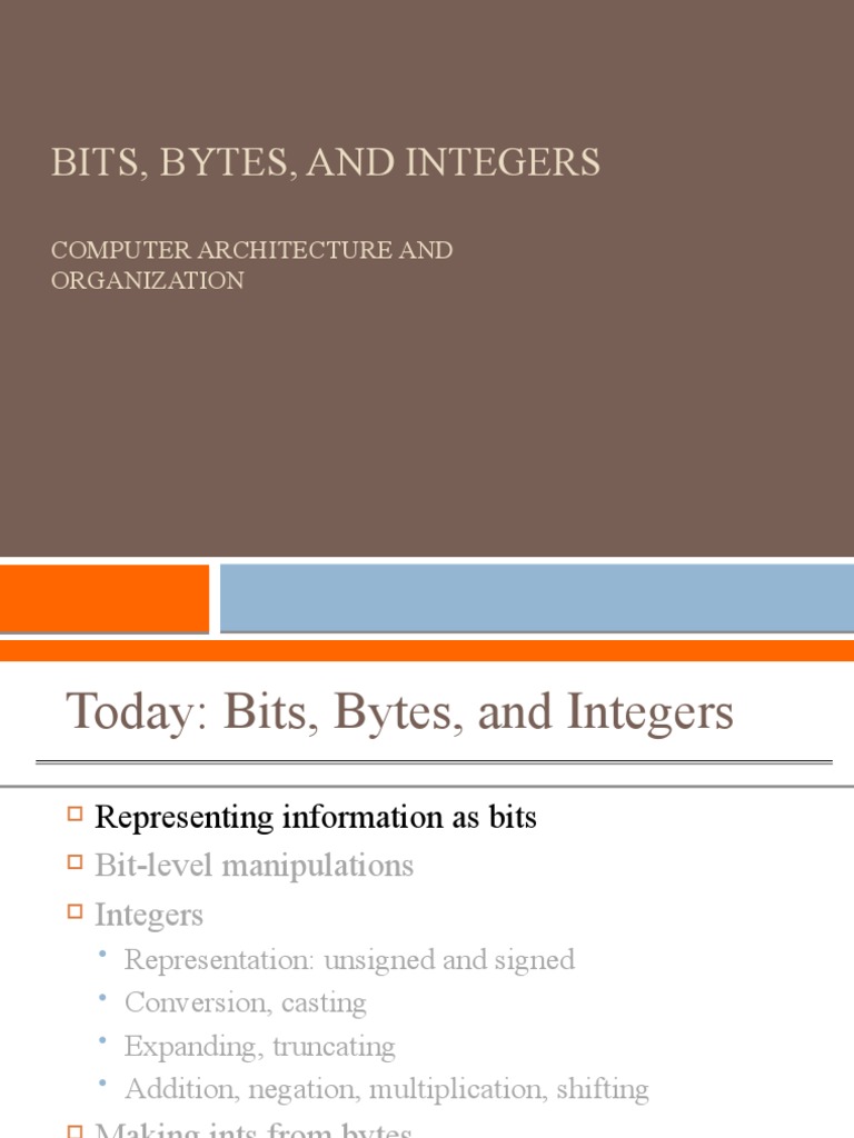 Bits Bytes And Integers Computer Architecture And Organization Pdf Integer Computer
