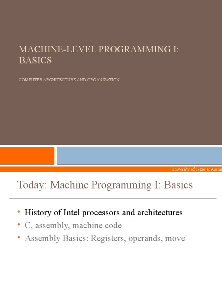 Machine-Level Programming I: Basics: Computer Architecture and Organization | PDF | Assembly ...