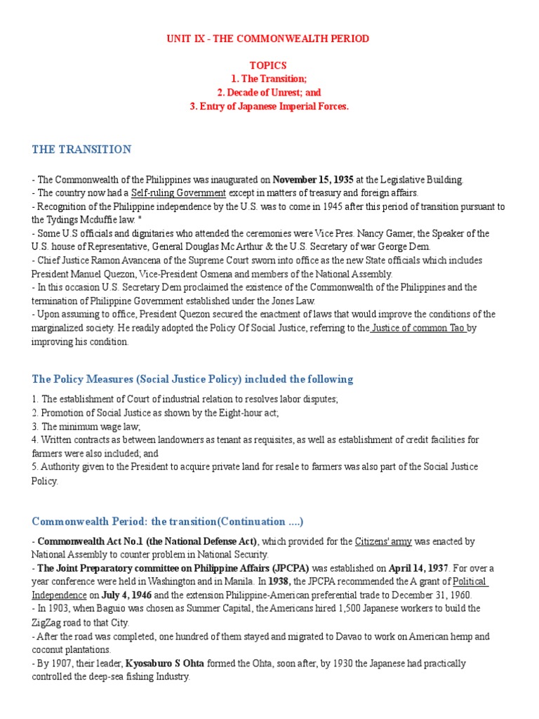 History Unit 9 & 12 | PDF | Government | Philippines
