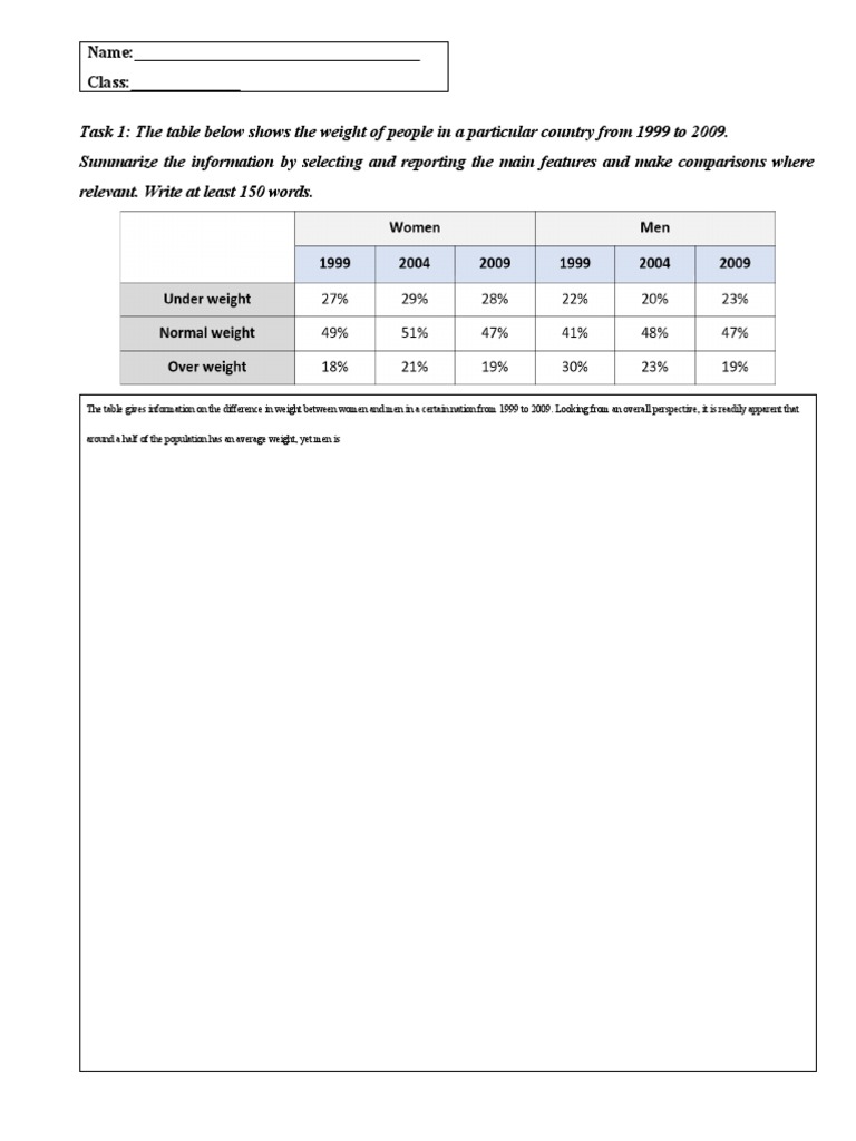 Writing Task 1 - Template 1 | PDF
