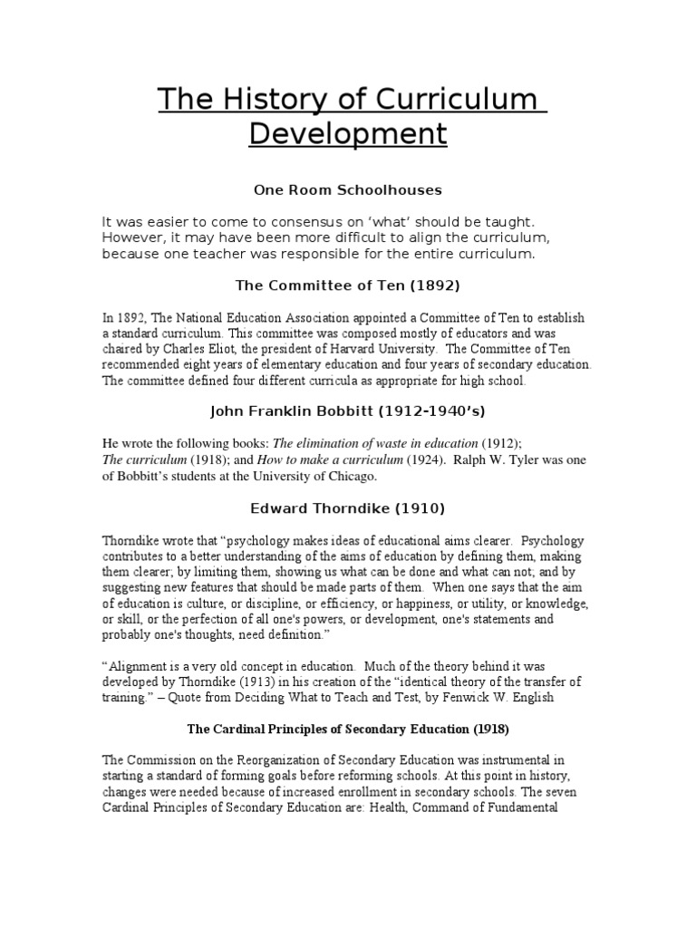 History of Curriculum Development | PDF | No Child Left Behind Act ...