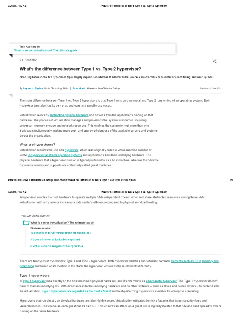 What's The Difference Between Type 1 vs. Type 2 Hypervisor | PDF ...