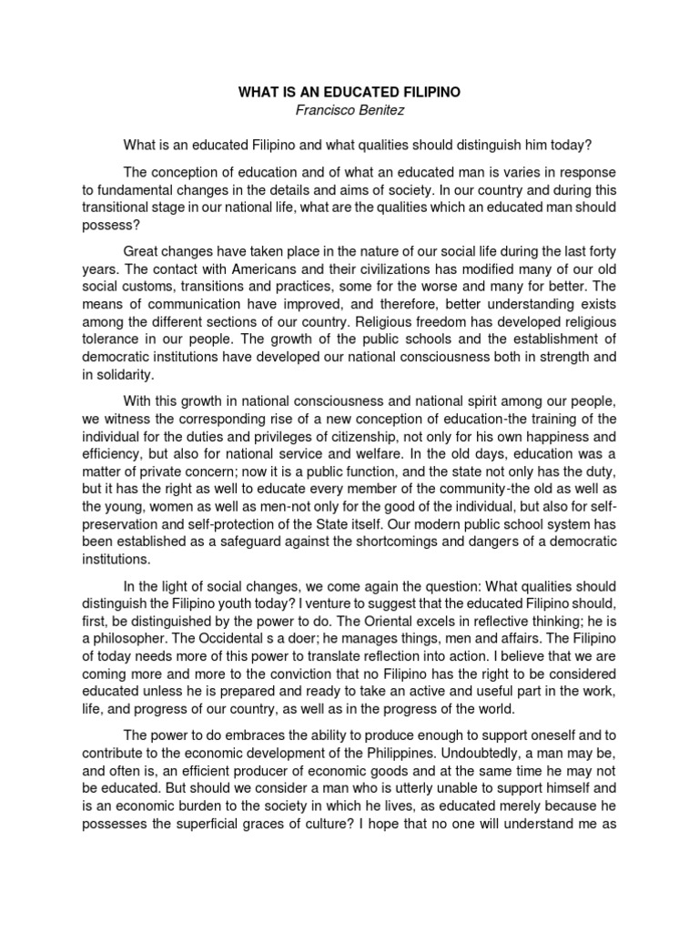 What Is An Educated Filipino | PDF | Philosophical Theories | Social ...