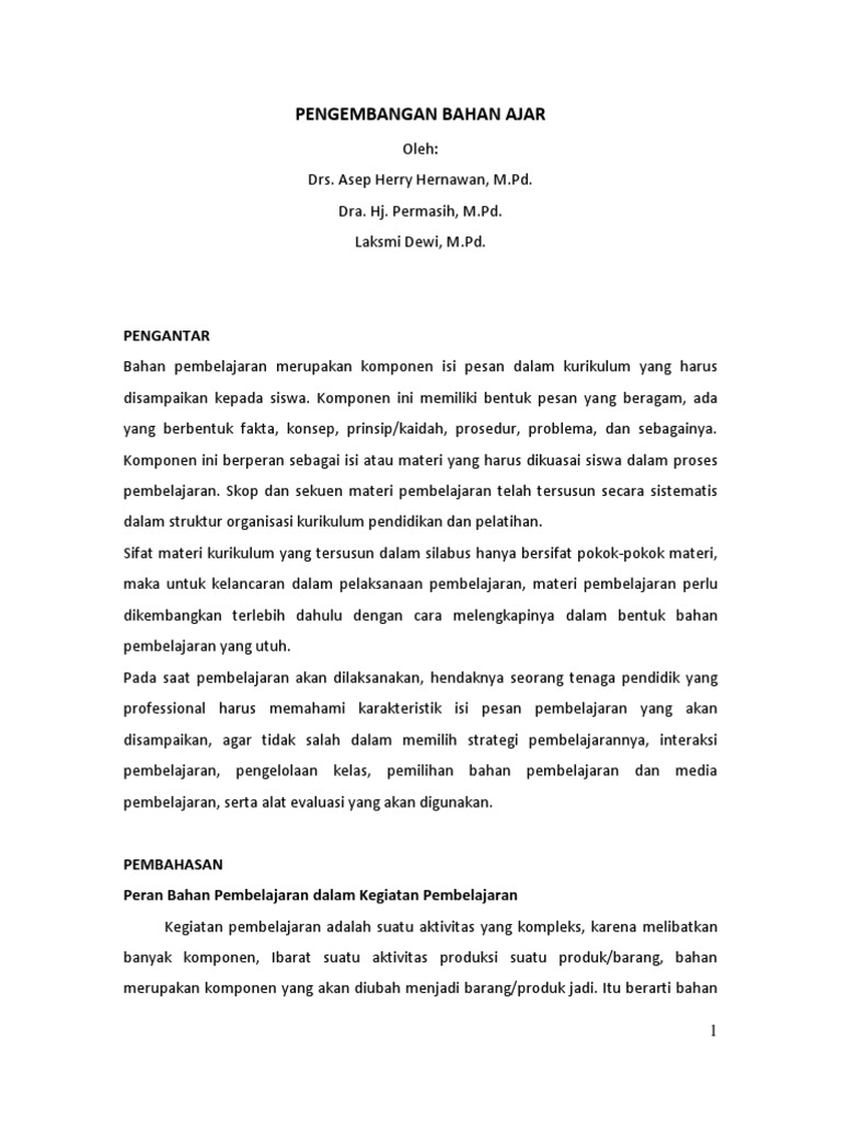 Pengembangan Bahan Ajar | PDF