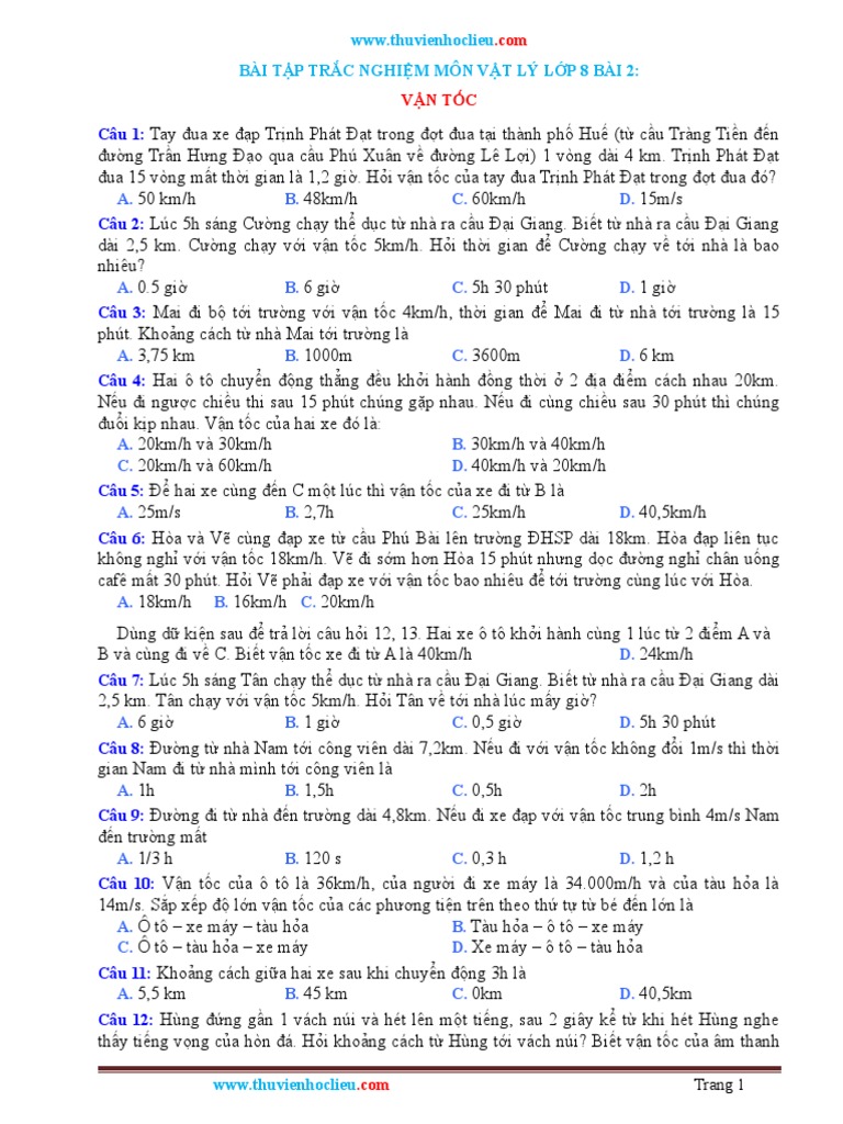 Trac Nghiem Vat Ly 8 Bai 2 | PDF