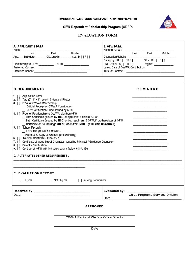 ODSP APPLICATION FORM (Incoming 1st Year and Continuing Students) | PDF ...