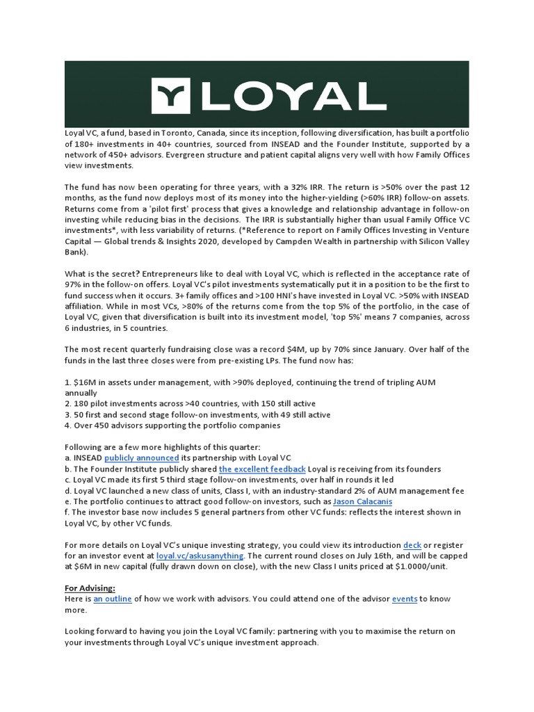 Loyal VC - Brief and Invite Details | PDF | Venture Capital | Corporate Finance