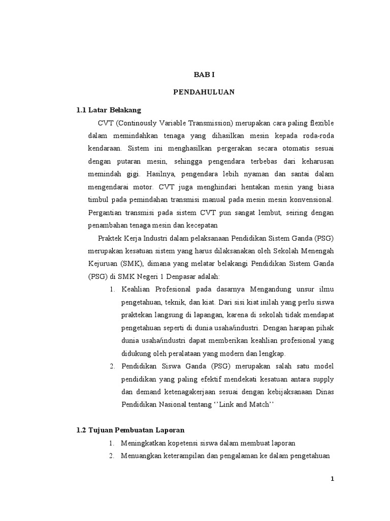 Bab I, Ii, Iii, Iv CVT | PDF | Teknologi & Rekayasa