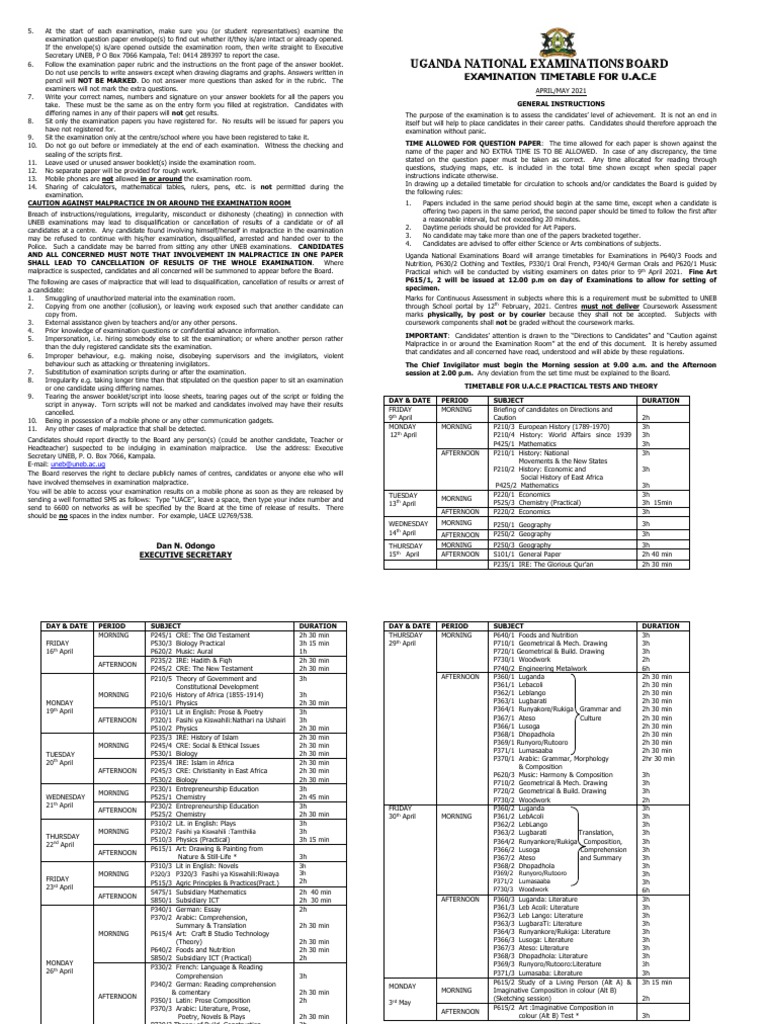 Lifestyleug Com Uace Final Timetable 2020 | PDF | Test (Assessment)