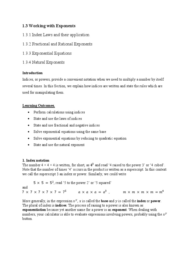Exponent Rules and Applications | PDF | Exponentiation | Equations