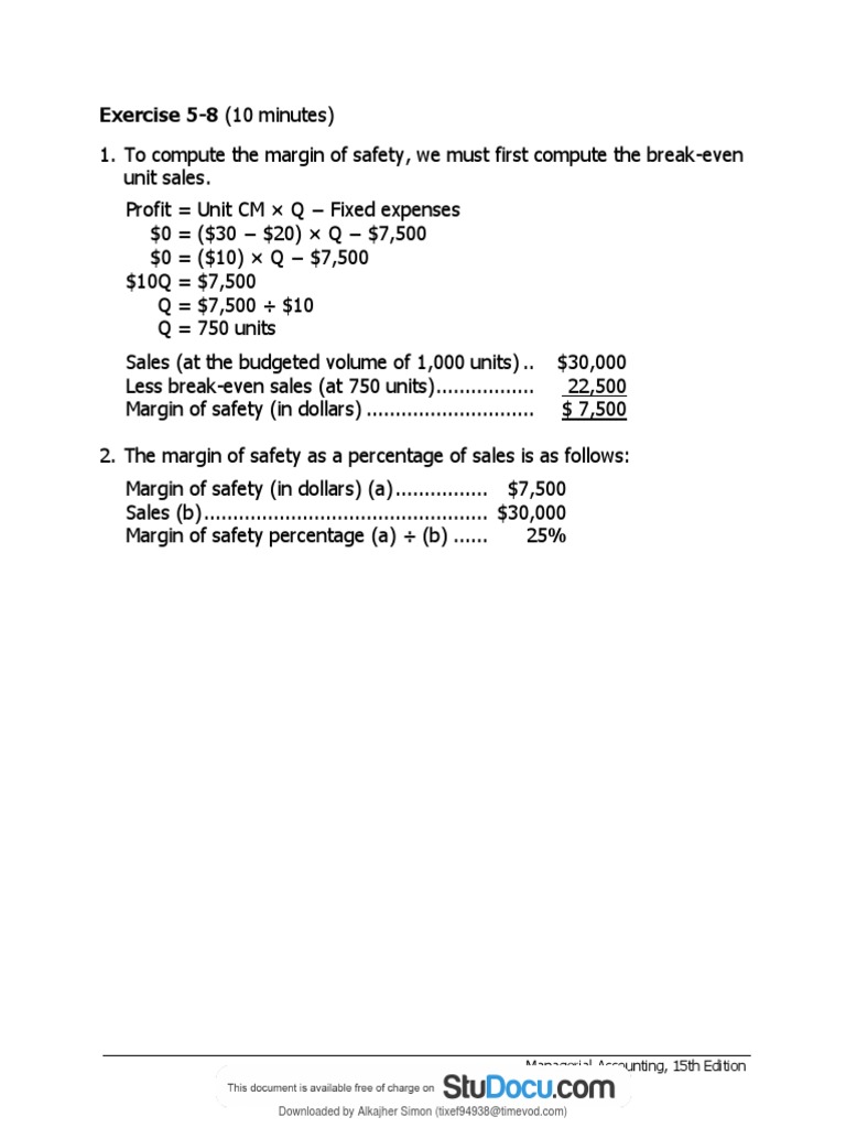 Solution Manual of Chapter 5 Managerial Accounting 15th Edition Ray H ...