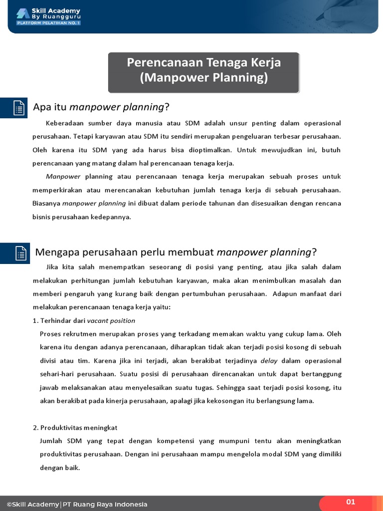 Panduan Perencanaan Tenaga Kerja Efektif | PDF | Karier & Perkembangan ...